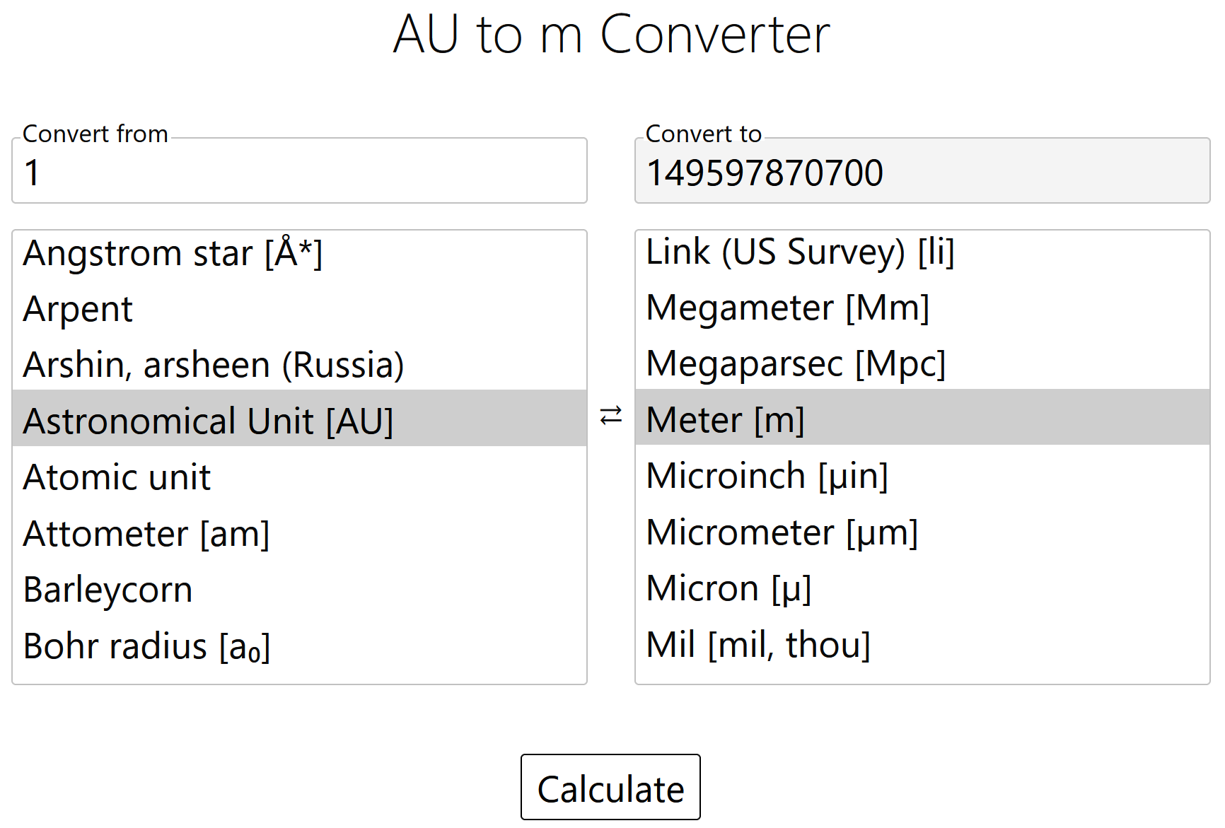 Astronomical Units to Meters Conversion