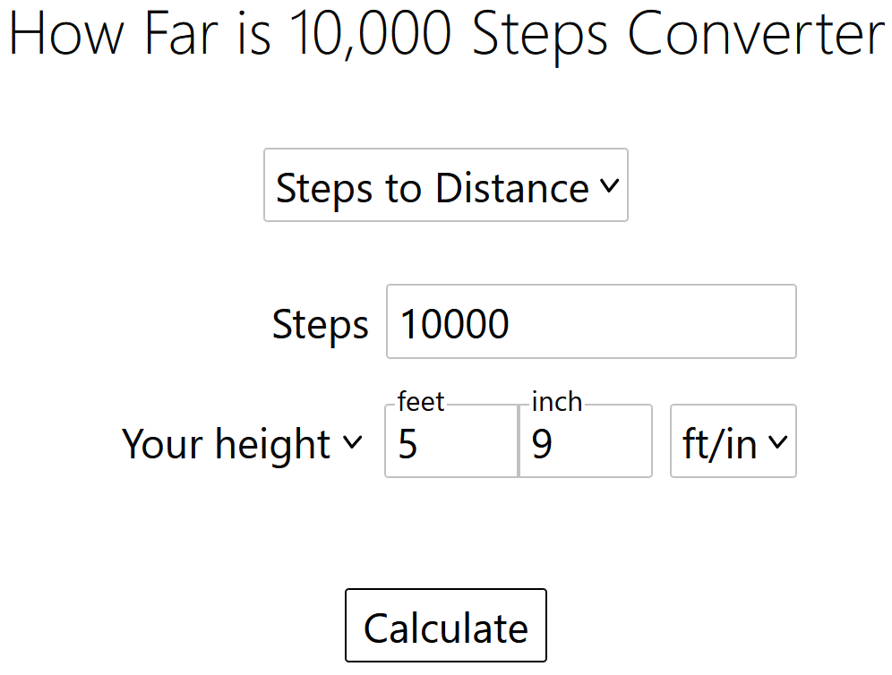 How Far is 10,000 Steps Calculator