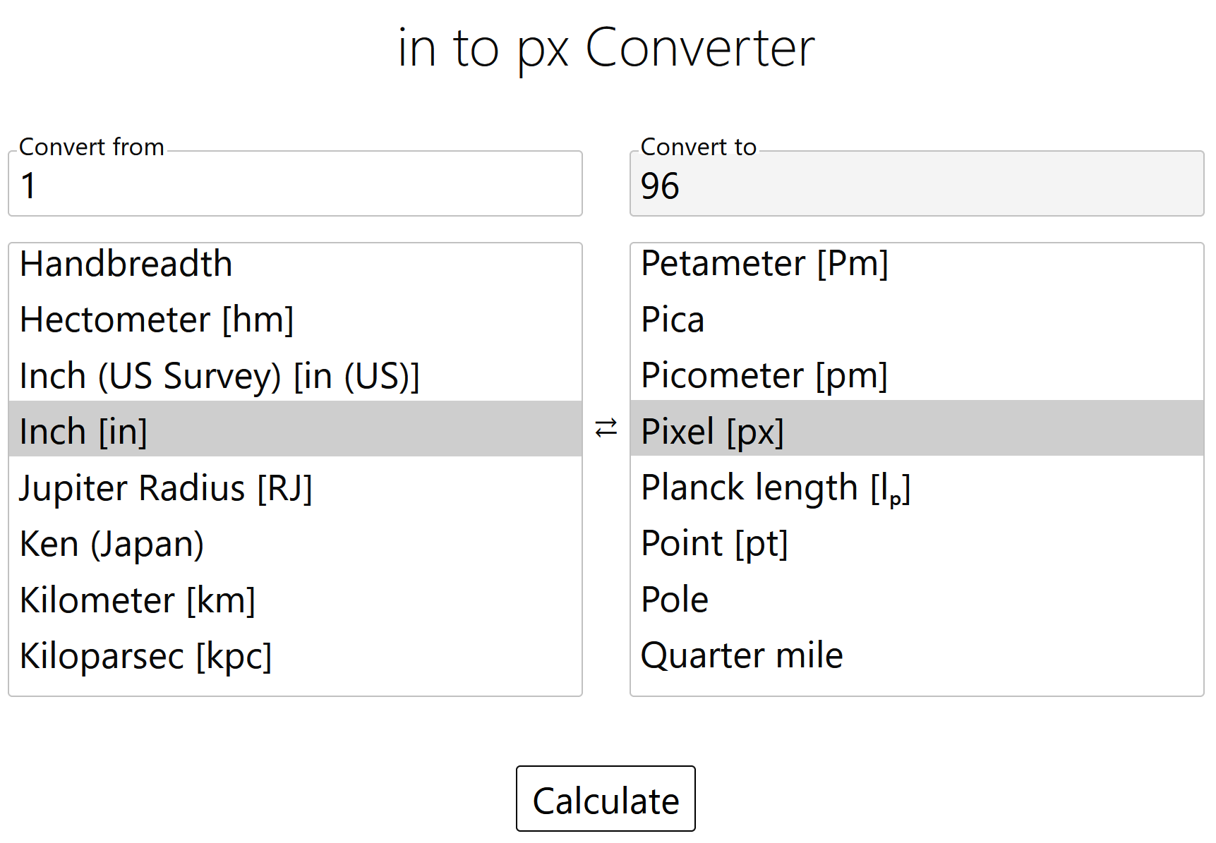 Inches to Pixels Conversion