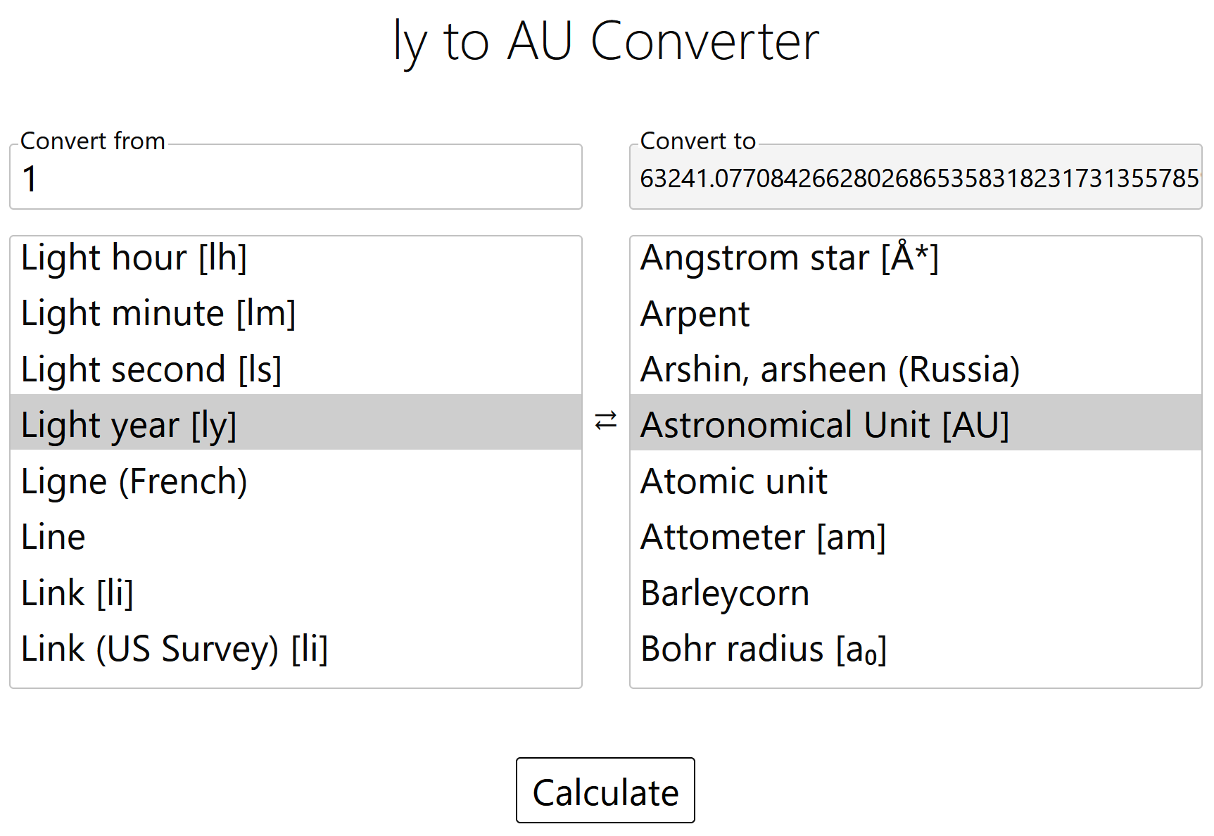 Light Years to Astronomical Units Conversion