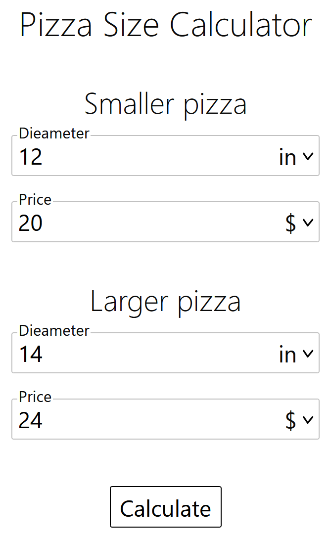 Pizza Calculator